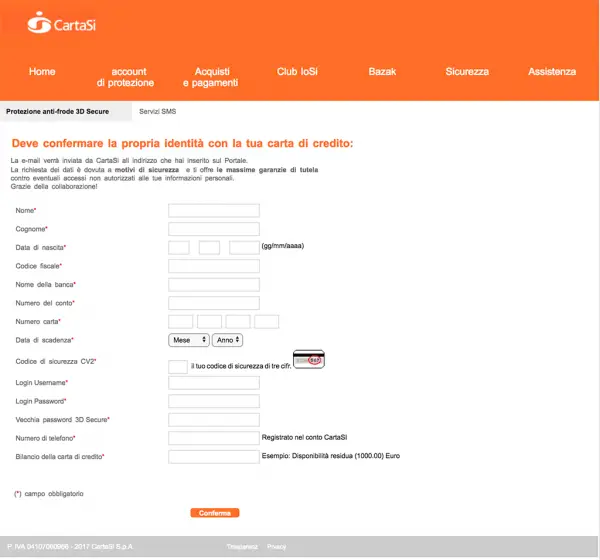 Le chiediamo di verificare la sua identità - Phishing Cartasì • Tutto ...