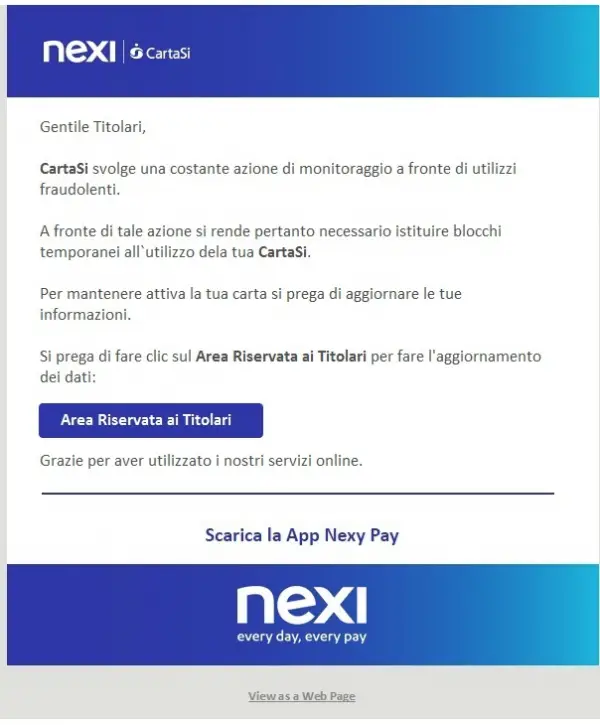 Phishing Nexi Cartasì - Frode rilevata 14/12/2017 • Tutto sulla posta ...