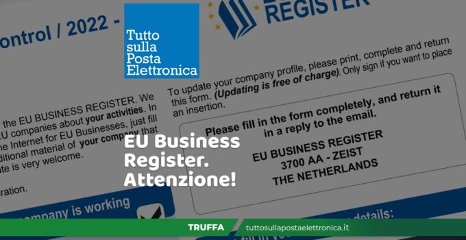 Attenzione a EU Business Register • Tutto sulla posta elettronica